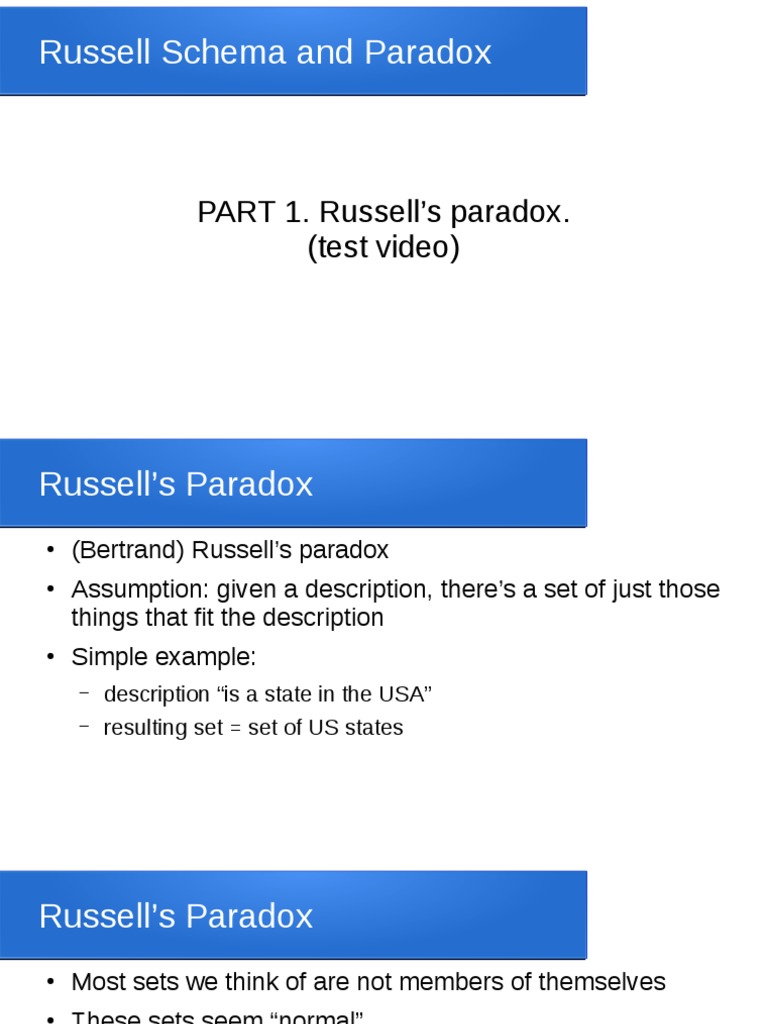 Russell Schema and Paradox | PDF