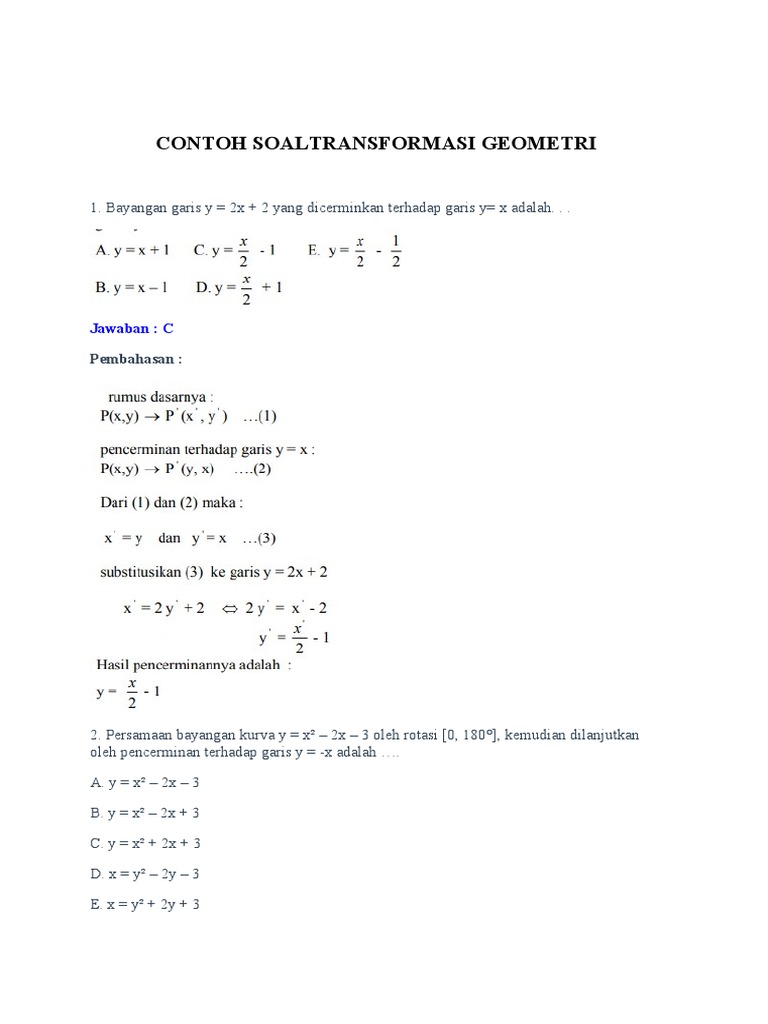 Contoh Soal TRANSFORMASI GEOMETRI | PDF
