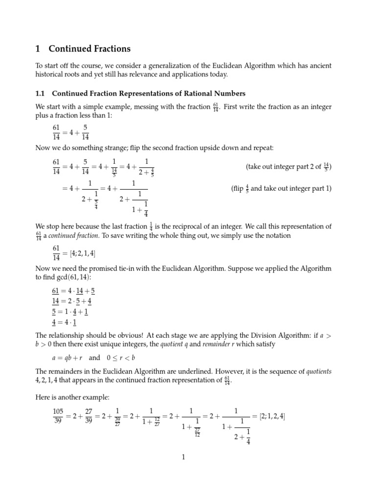 Les Fractions Continues | PDF | Ratio | Numbers