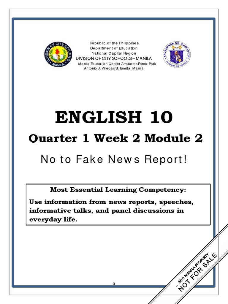English 10 q1 Module 2021 | PDF | News
