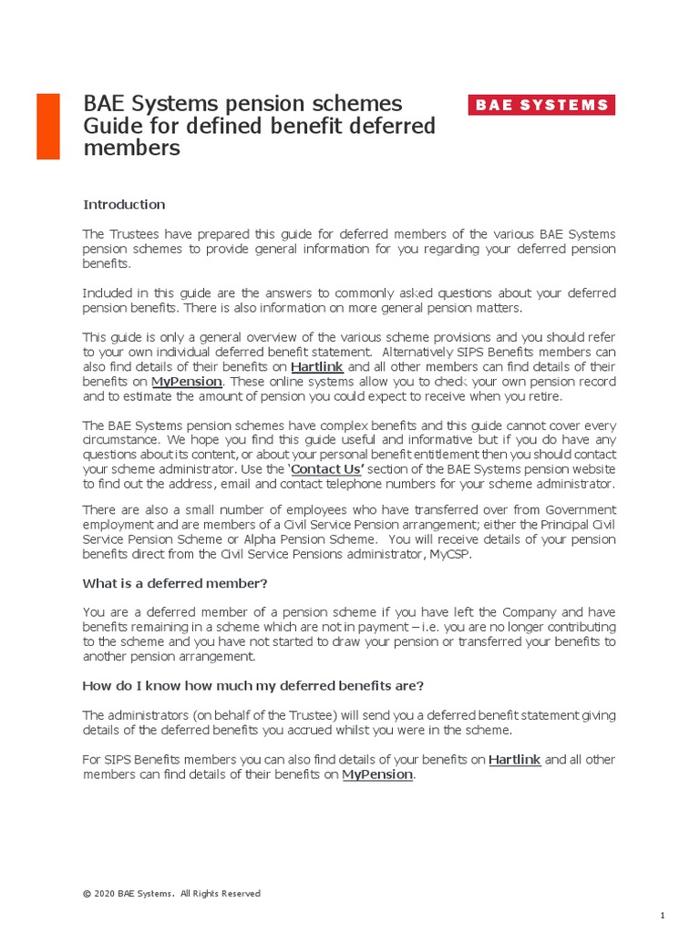 Guide For Deferred Members | PDF | Pension | Retirement