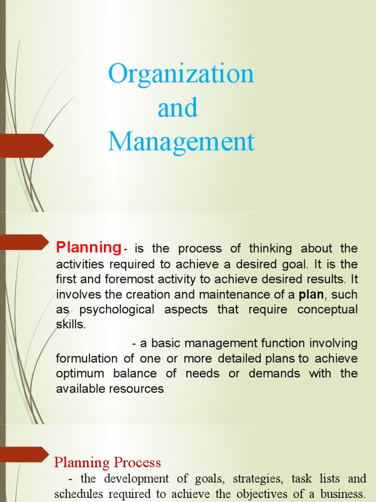 Organizational Planning and Management Guide | PDF | Goal | Strategic ...