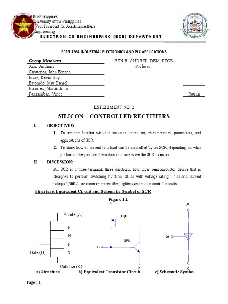 Silicon - Controlled Rectifiers: Group Members | PDF | Rectifier | Electrical Network