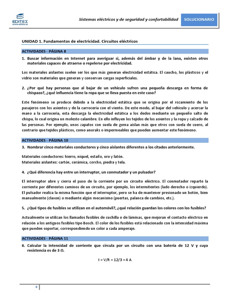 Solucionario SESC Muestra UD1 PDF | PDF | Resistencia Eléctrica y Conductancia | Corriente eléctrica