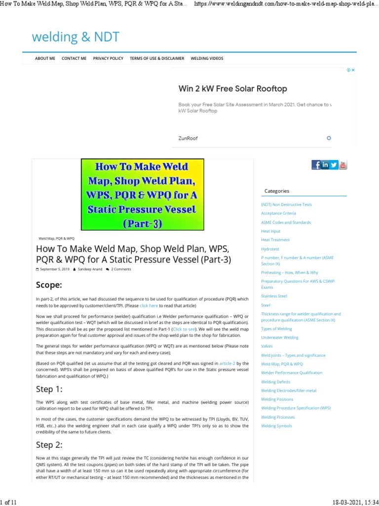 How To Make Weld Map, Shop Weld Plan, WPS, PQR & WPQ For A Static ...