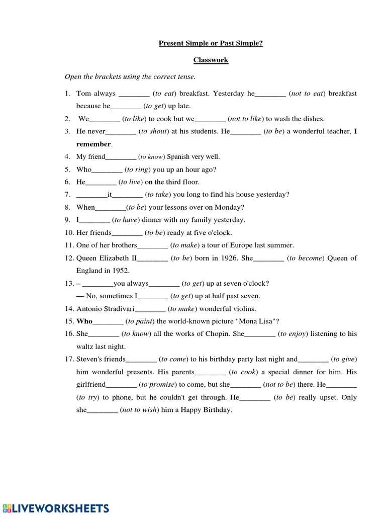 Present Simple or Past Simple | PDF | Art