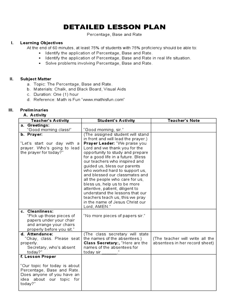 Lesson Plan | PDF | Prayer | Lesson Plan
