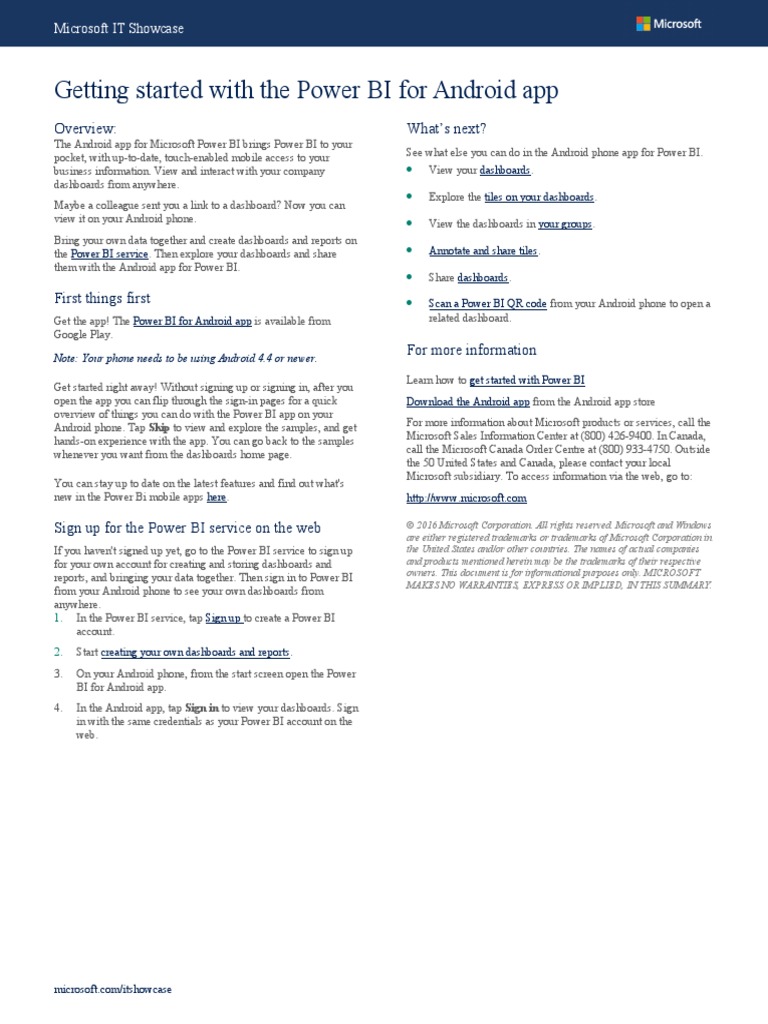 6624 Getting Started With The Power BI For Android App WSG | PDF ...