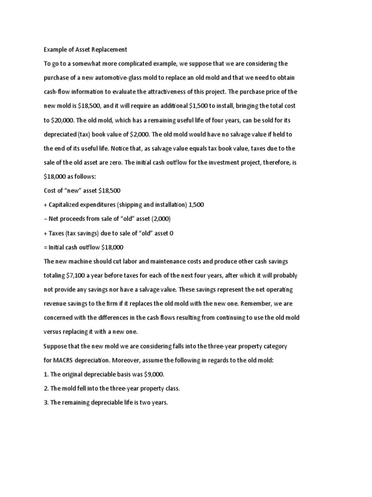 Example of Asset Replacement | PDF