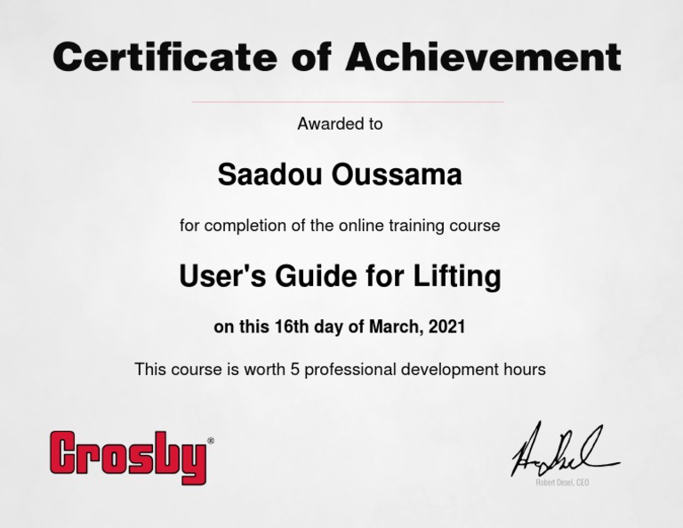 Saadou Oussama User8217s Guide For Lifting Online Course Crosby Users Guide For Lifting ...
