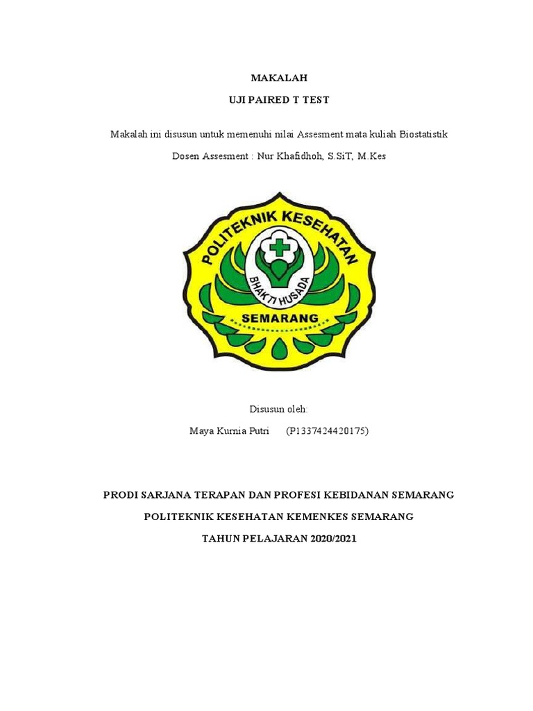 Makalah Uji Paired T-Test (Mata Kuliah Biostatistik) | PDF
