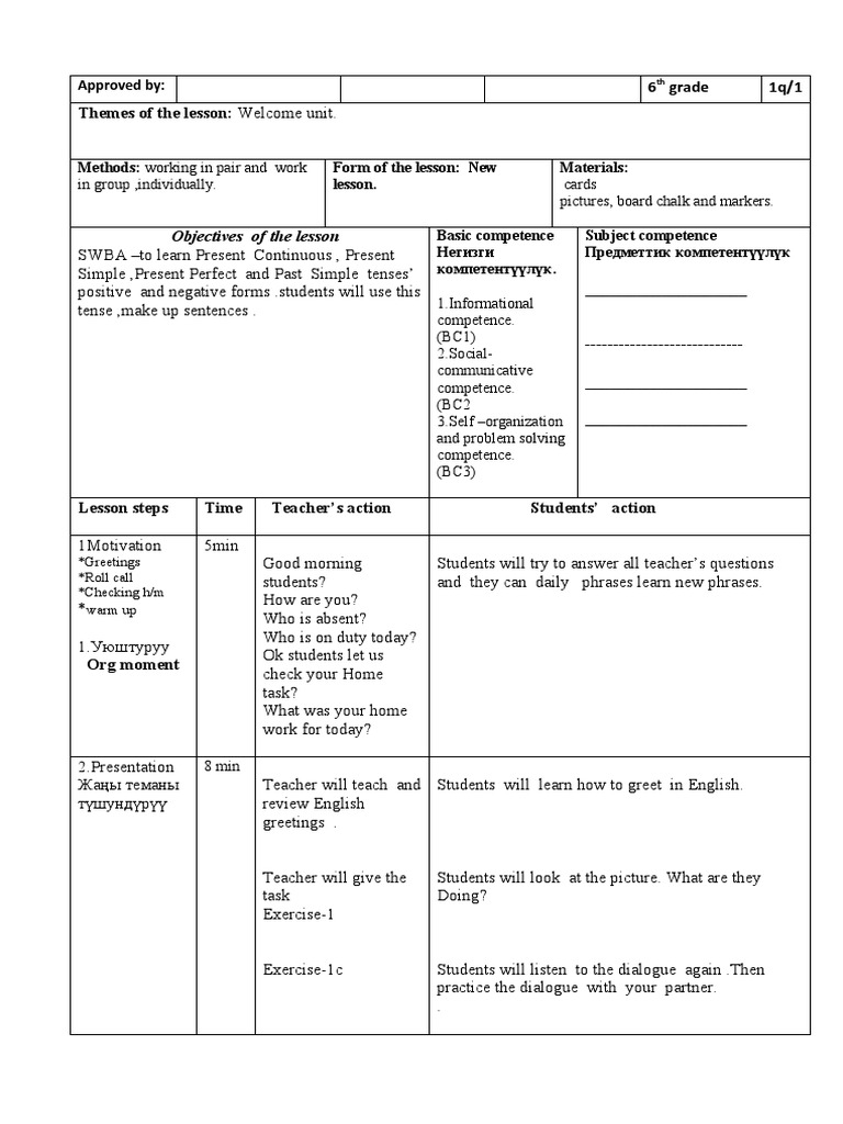 6th Grade Lesson Plan | PDF | Question | Teachers