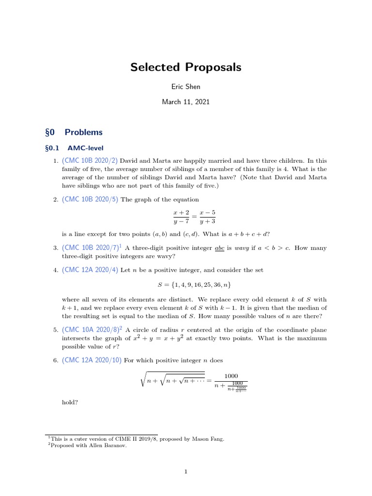 Selected Proposals: 0 Problems | PDF | Triangle | Euclid
