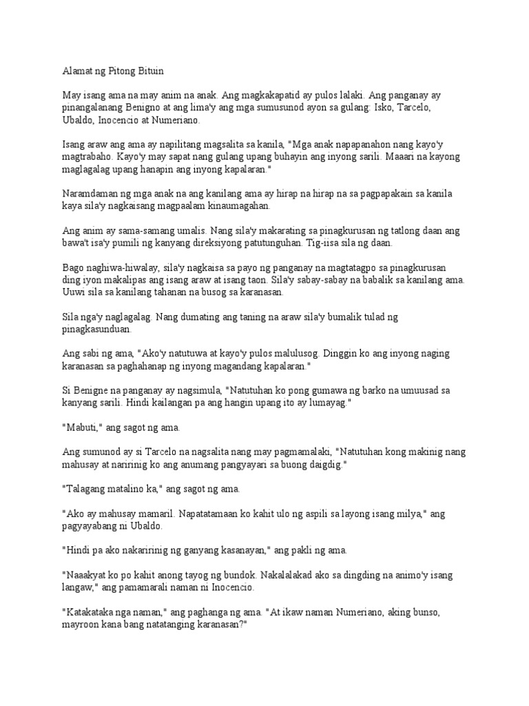 Alamat NG Pitong Bituin | PDF