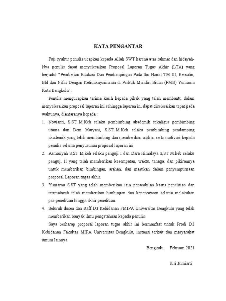 Kata Pengantar Revisi Sempro | PDF