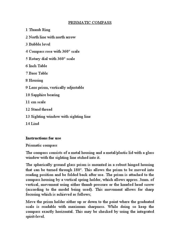 Prismatic Compass | PDF | Compass | Tools