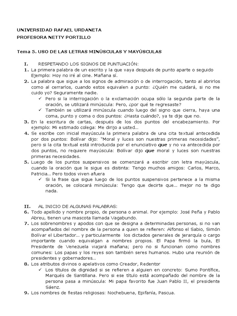 Uso de Las Mayusculas | PDF | Caso de carta | Papa