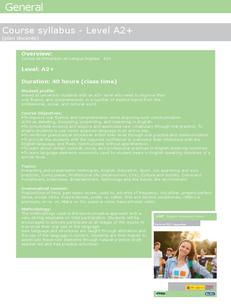 Course Syllabus - Level A2+ | PDF | English Language | Interview