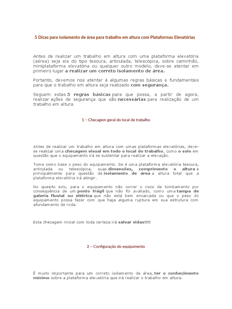 5 Dicas para Isolamento de Área para Trabalho em Altura Com Plataformas ...