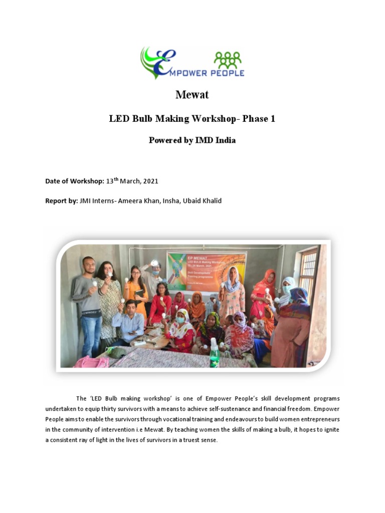 Led Bulb Making Workshop - Phase 1 | PDF | Applied Psychology | Cognition