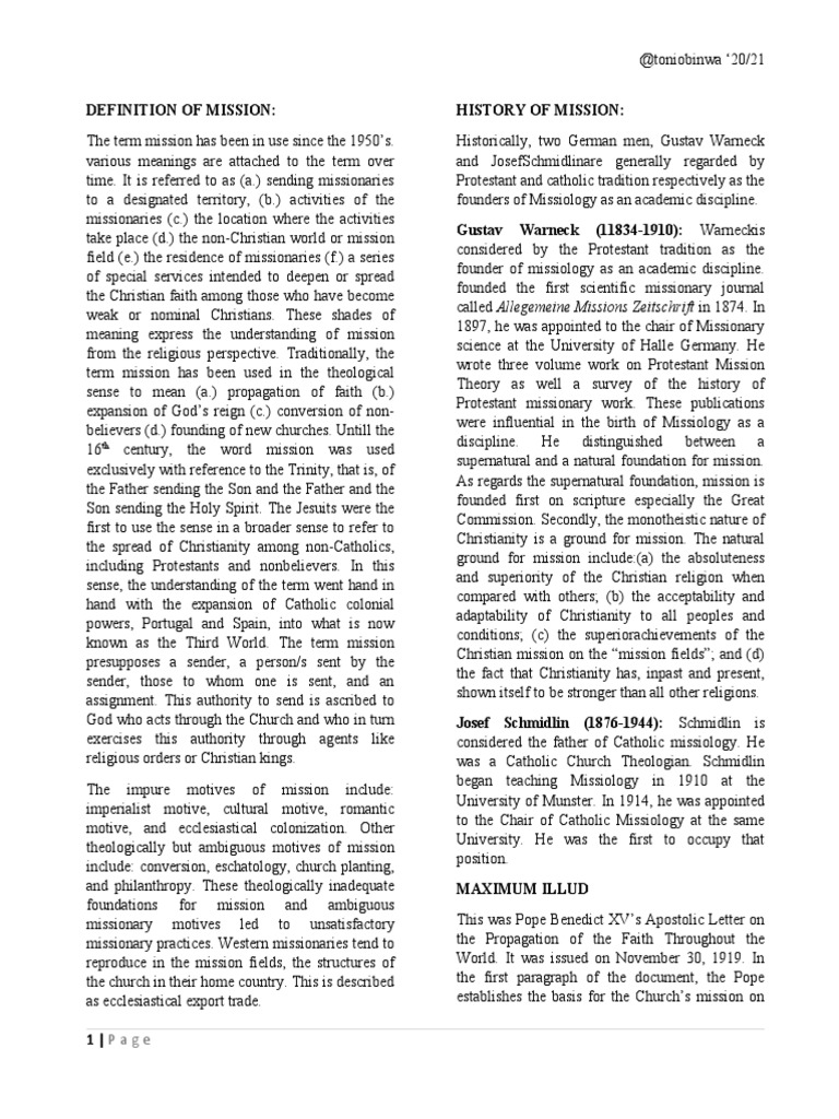 Definition of Mission: History of Mission | PDF | Acts Of The Apostles ...