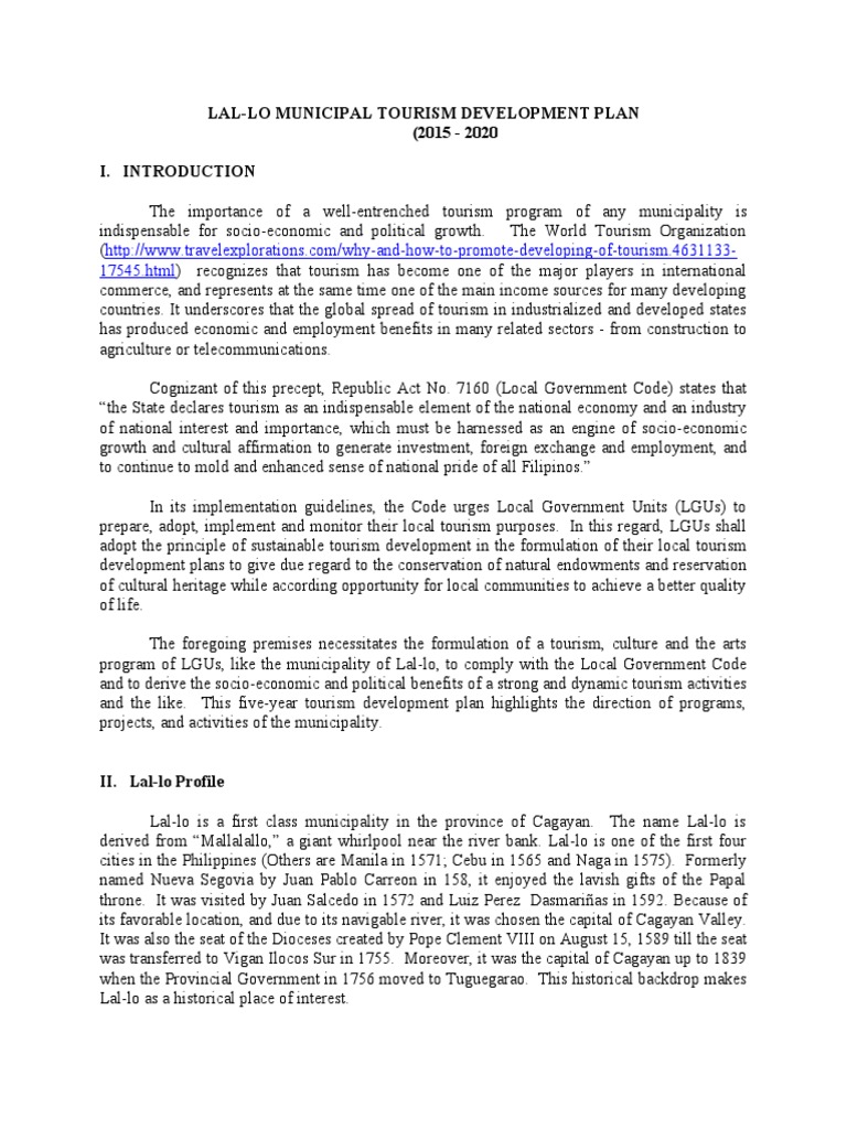 Lal-Lo Municipal Tourism Development Plan (2015 - 2020: 17545.html ...