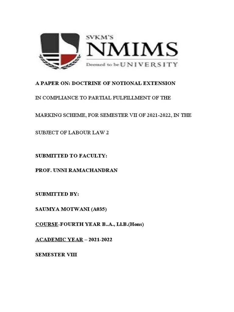 Notional Extension in Labour Law | PDF | Workers' Compensation | Employment