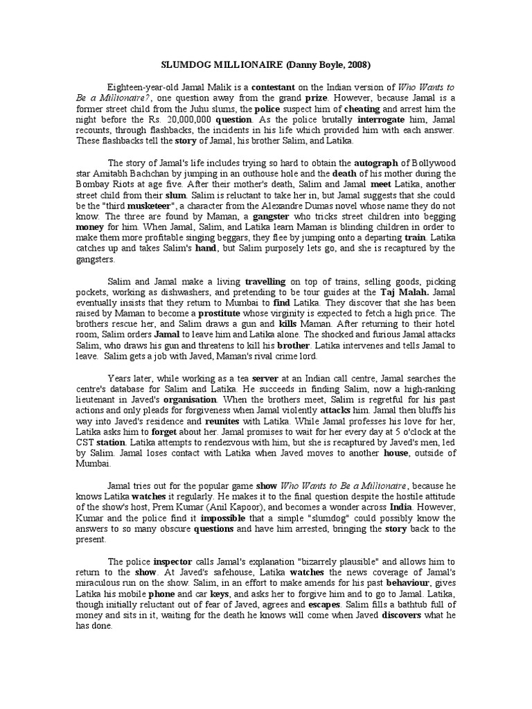 Slumdog Millionaire Activities | PDF