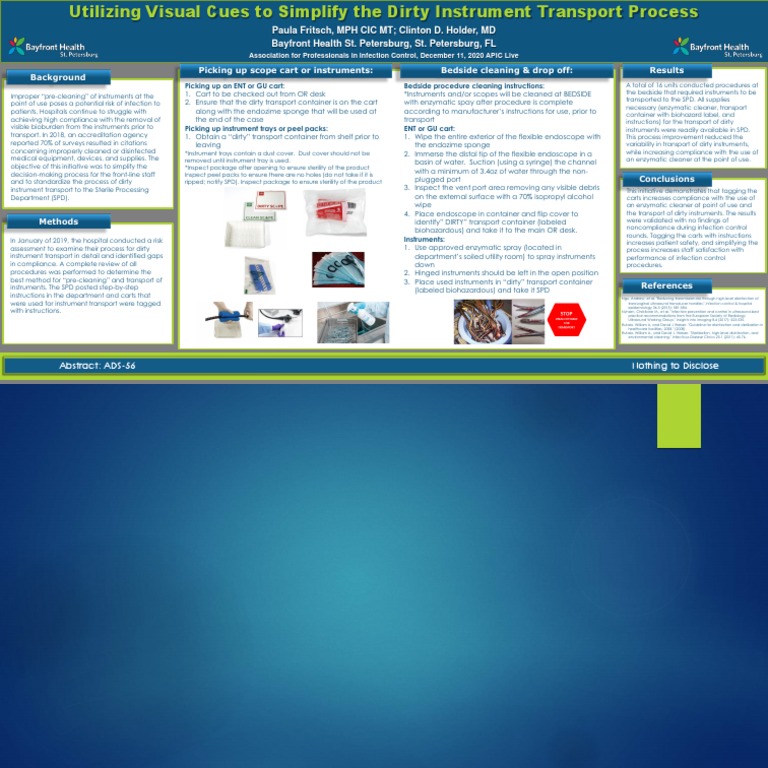Standardizing the pre-cleaning and transport of dirty instruments from ...