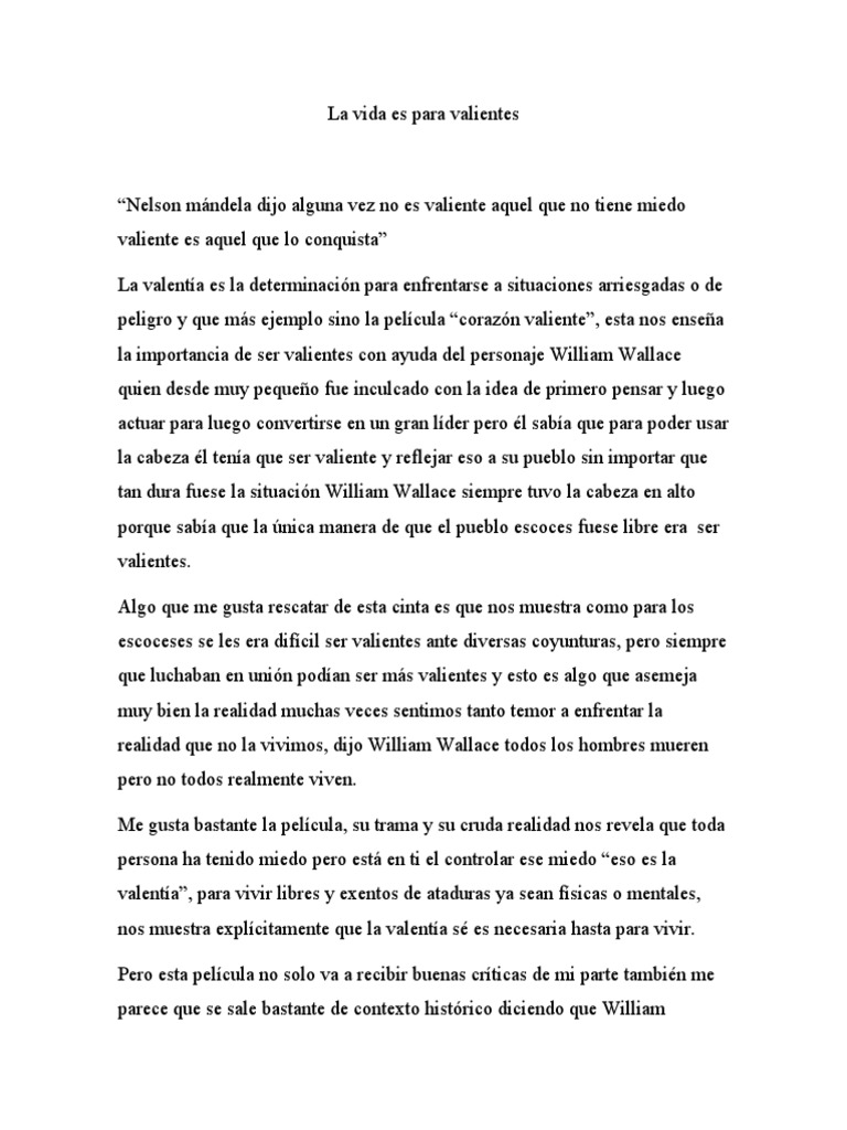 Reseña Pelicula Corazón Valiente | PDF