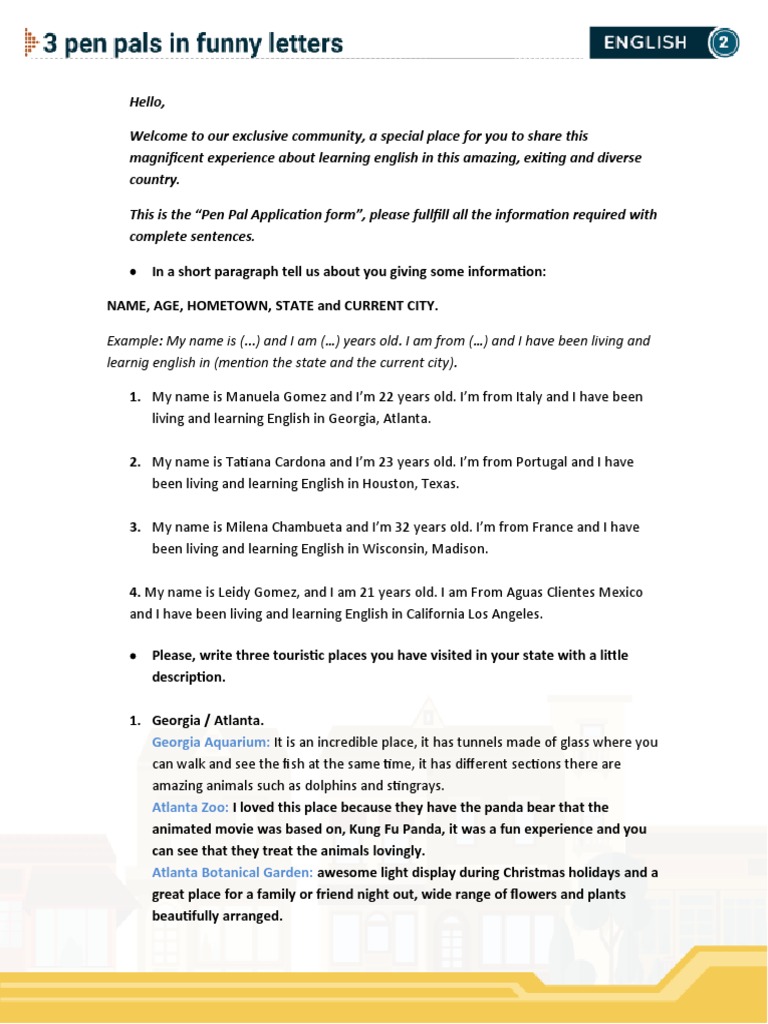 Pen Pal Application for English Learners | PDF | Museum | English Language