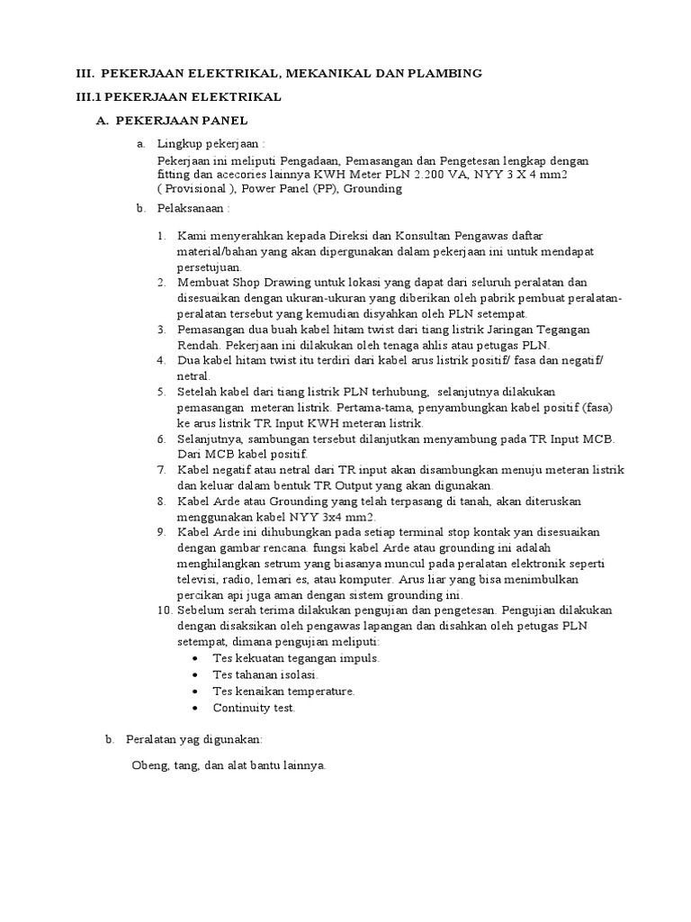 Panduan Pekerjaan Elektrikal dan Mekanikal | PDF | Teknologi & Rekayasa