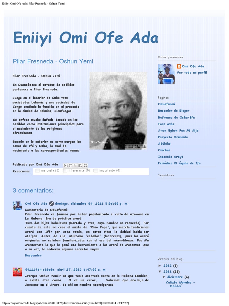 Eniiyi Omi Ofe Ada - Pilar Fresneda - Oshun Yemi | PDF | Santeria | Sobrenatural