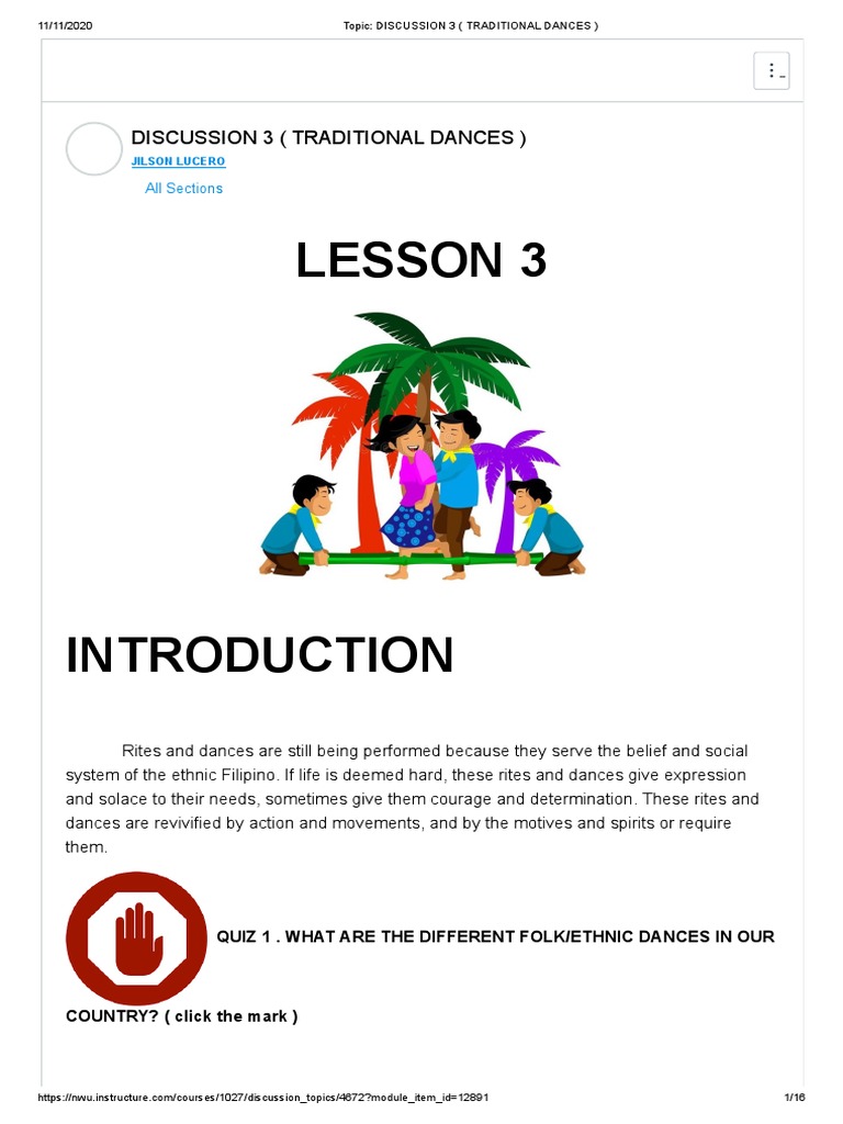 Topic - DISCUSSION 3 (TRADITIONAL DANCES) | PDF | Dances | Arm