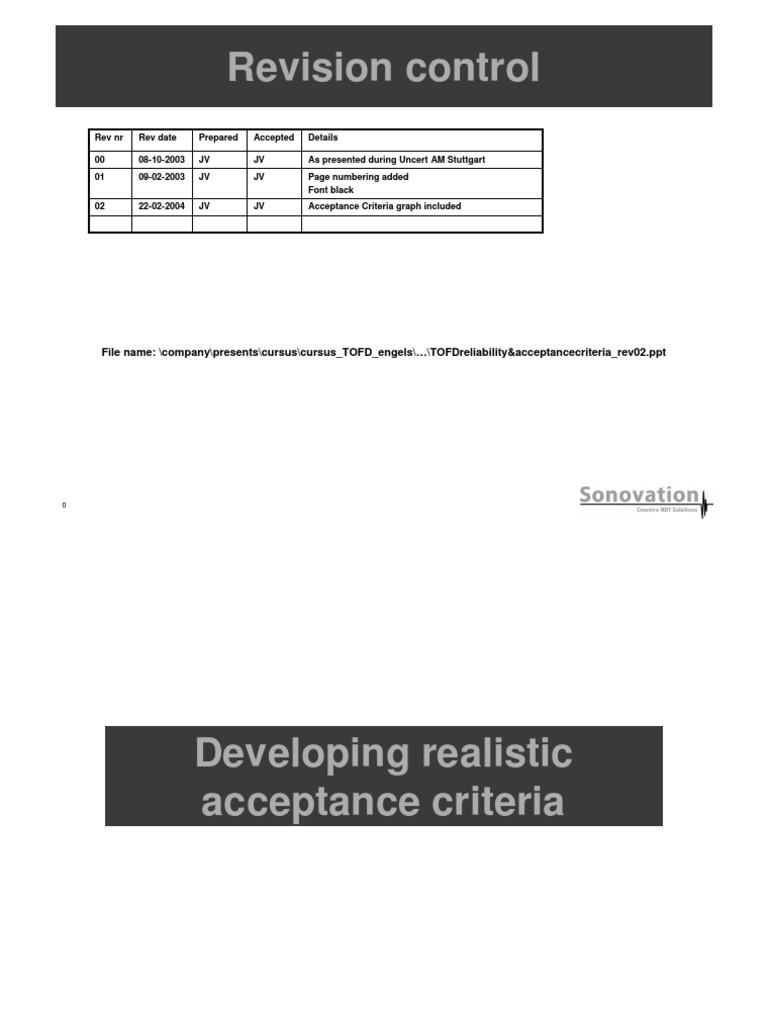 Revision Control: Details Accepted Prepared Rev Date Rev NR | PDF ...