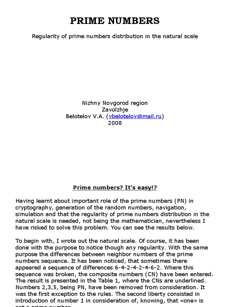 Regularity of Prime Numbers Distribution in The Natural Scale | PDF ...