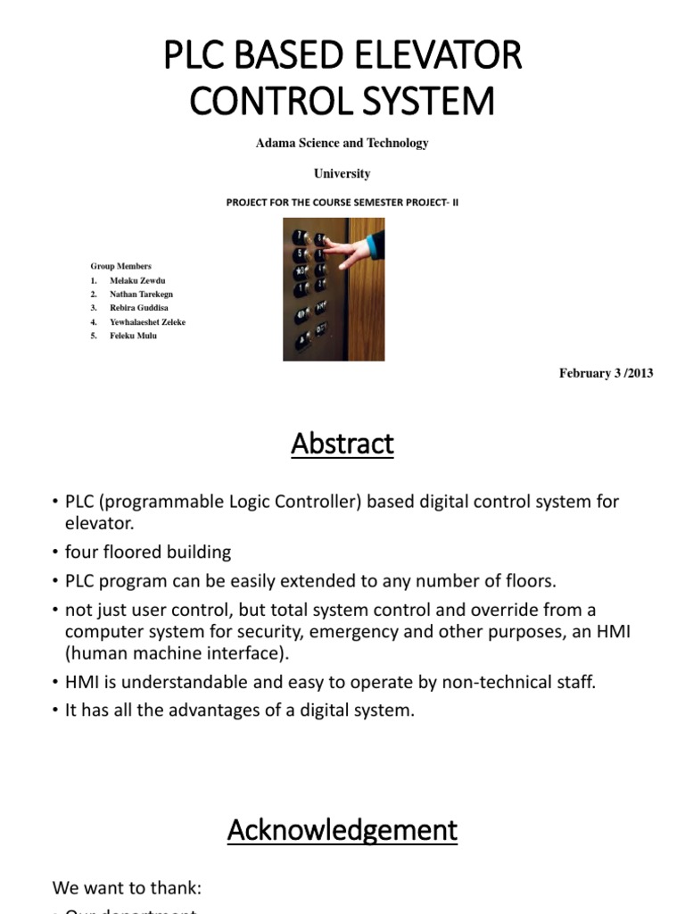 PLC Based Elevator Control System-1 | PDF | Programmable Logic ...