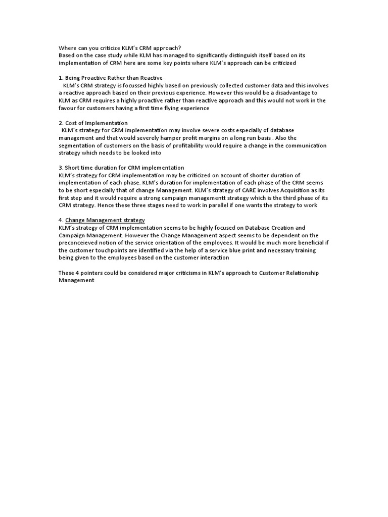 KLM Case Study Answer2 | PDF