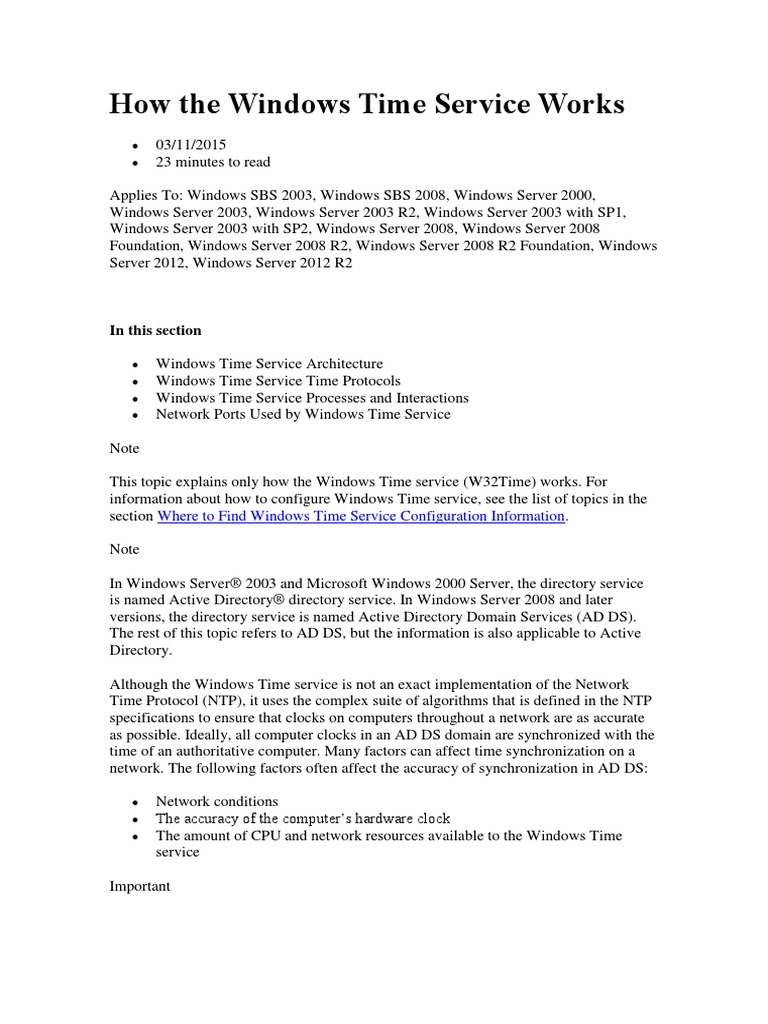 How The Windows Time Service Works | PDF | Port (Computer Networking ...