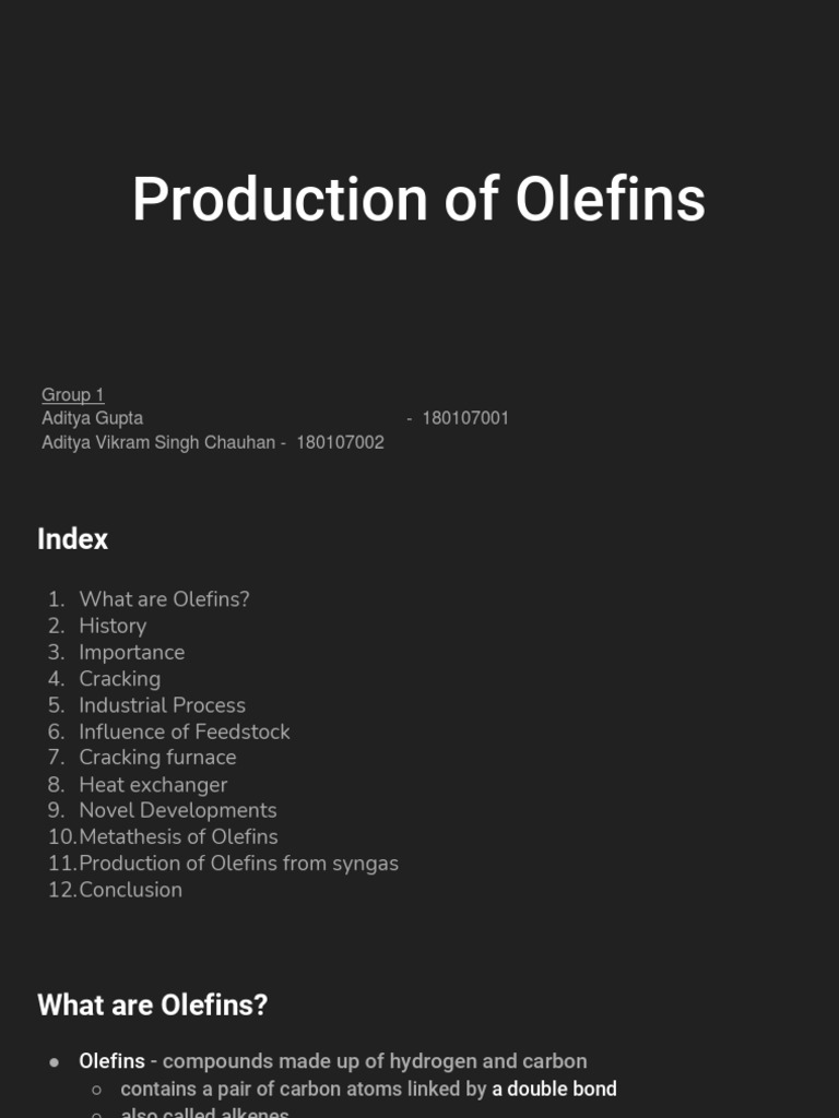 Production of Olefins | PDF | Cracking (Chemistry) | Alkene