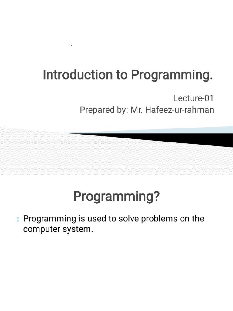 01 Introduction To Programming | PDF | C++ | Computer Programming