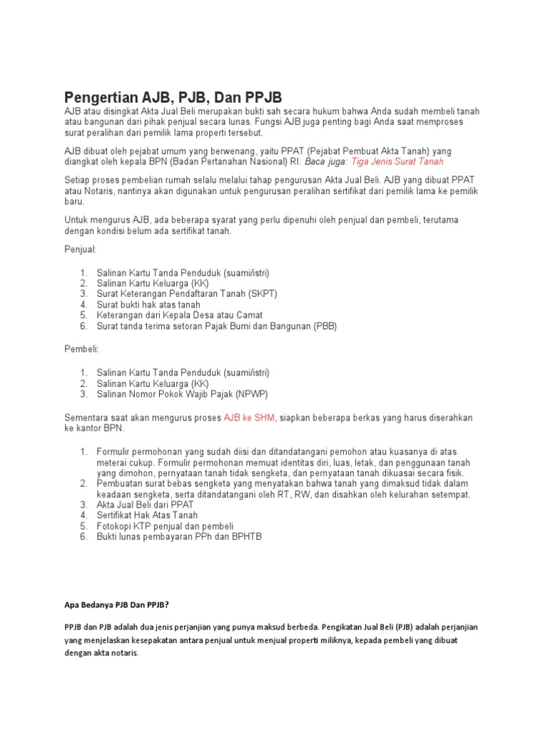 Pengertian AJB PPJB | PDF