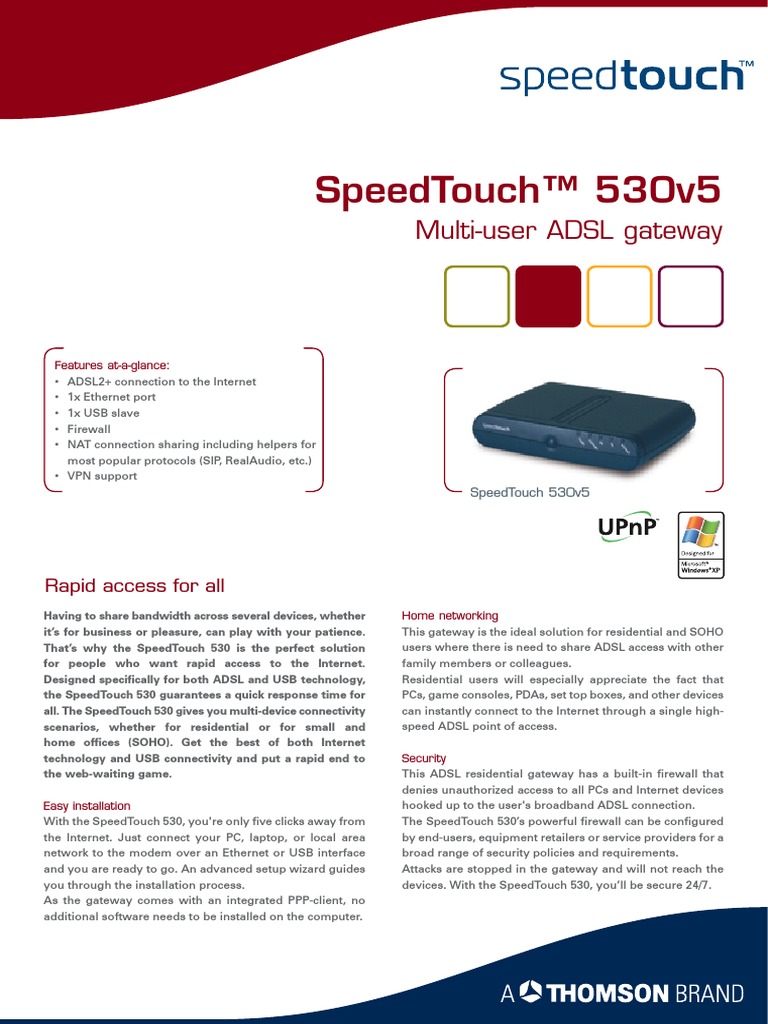 Speedtouch™ 530V5: Multi-User Adsl Gateway | PDF | Computer Network ...