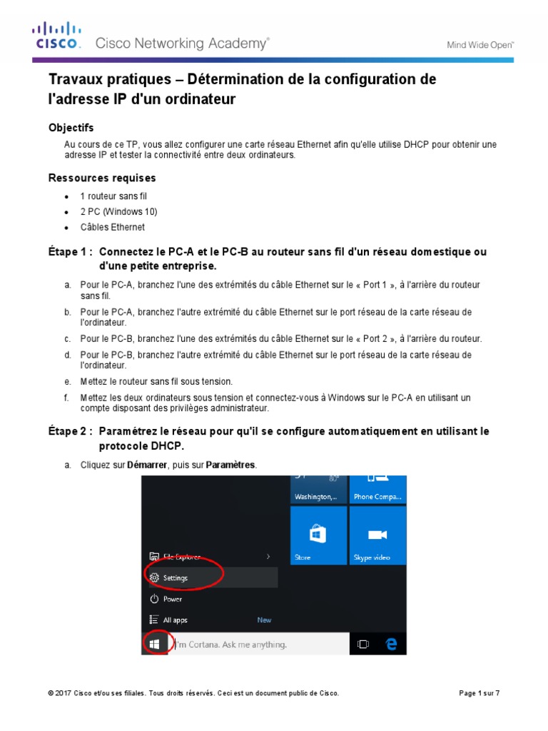 2.1.2.5 Lab - Determining The IP Address Configuration of A Computer | PDF | Adresse IP ...