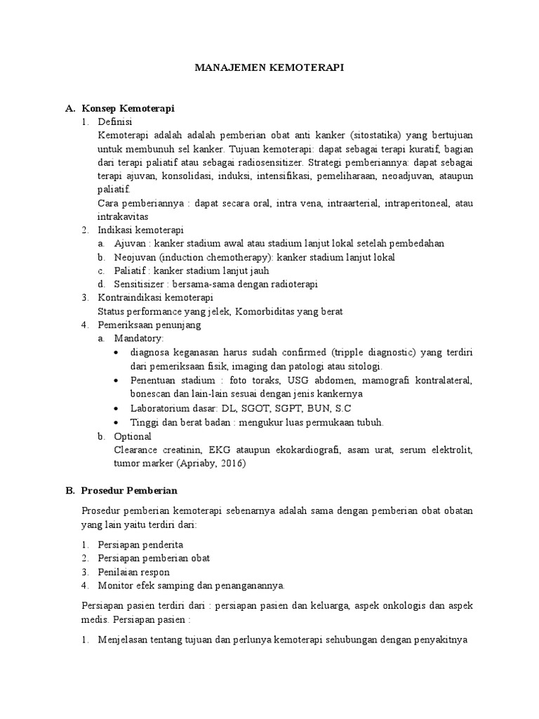 Panduan Lengkap Manajemen Kemoterapi | PDF