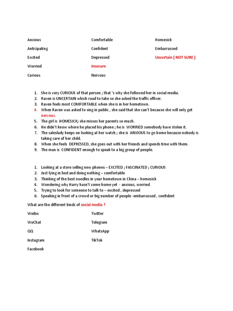 Uncertain (NOT SURE) : 4. Nervous | PDF | Foods