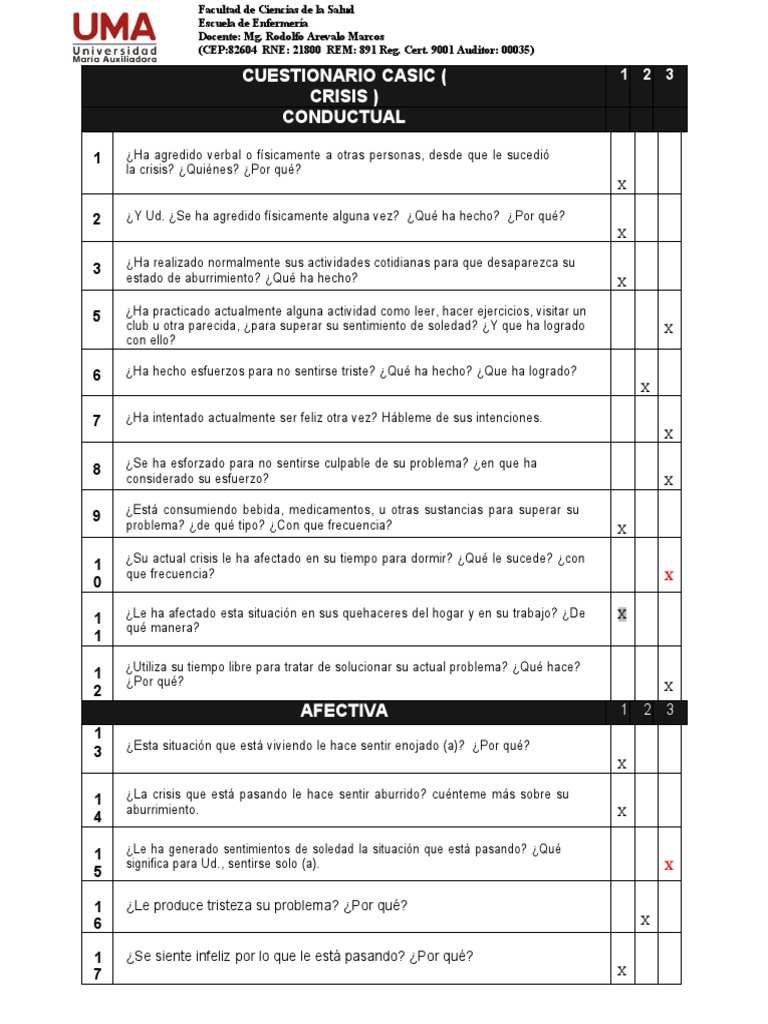 Cuestionatio para Evalular El Perfil de Casic | PDF | Las emociones | Ansiedad
