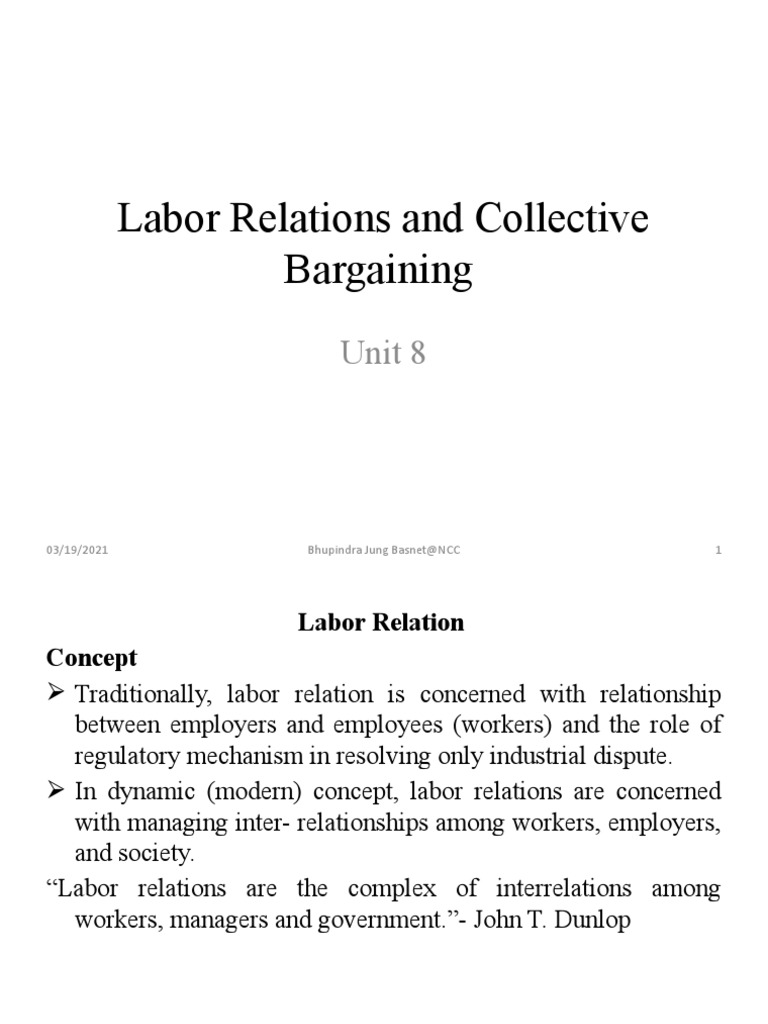 Labor Relations and Collective Bargaining: Unit 8 | PDF | Trade Union ...