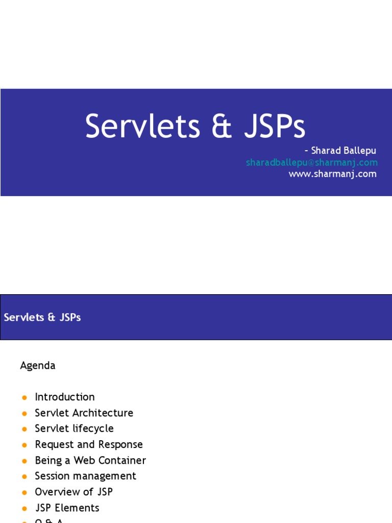 Servlets & JSPS: - Sharad Ballepu | PDF | Hypertext Transfer Protocol ... Servlets & JSPS: - Sharad Ballepu | PDF | Hypertext Transfer Protocol ...
