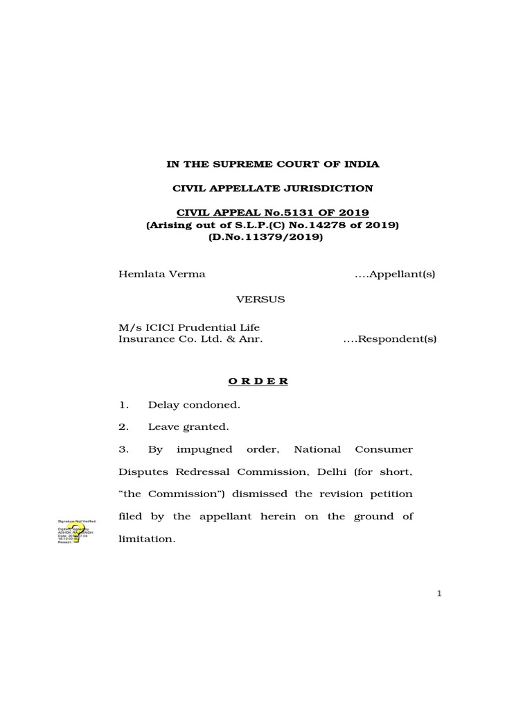 Supreme Court On Delay NCDRC | PDF | Supreme Courts | Appeal